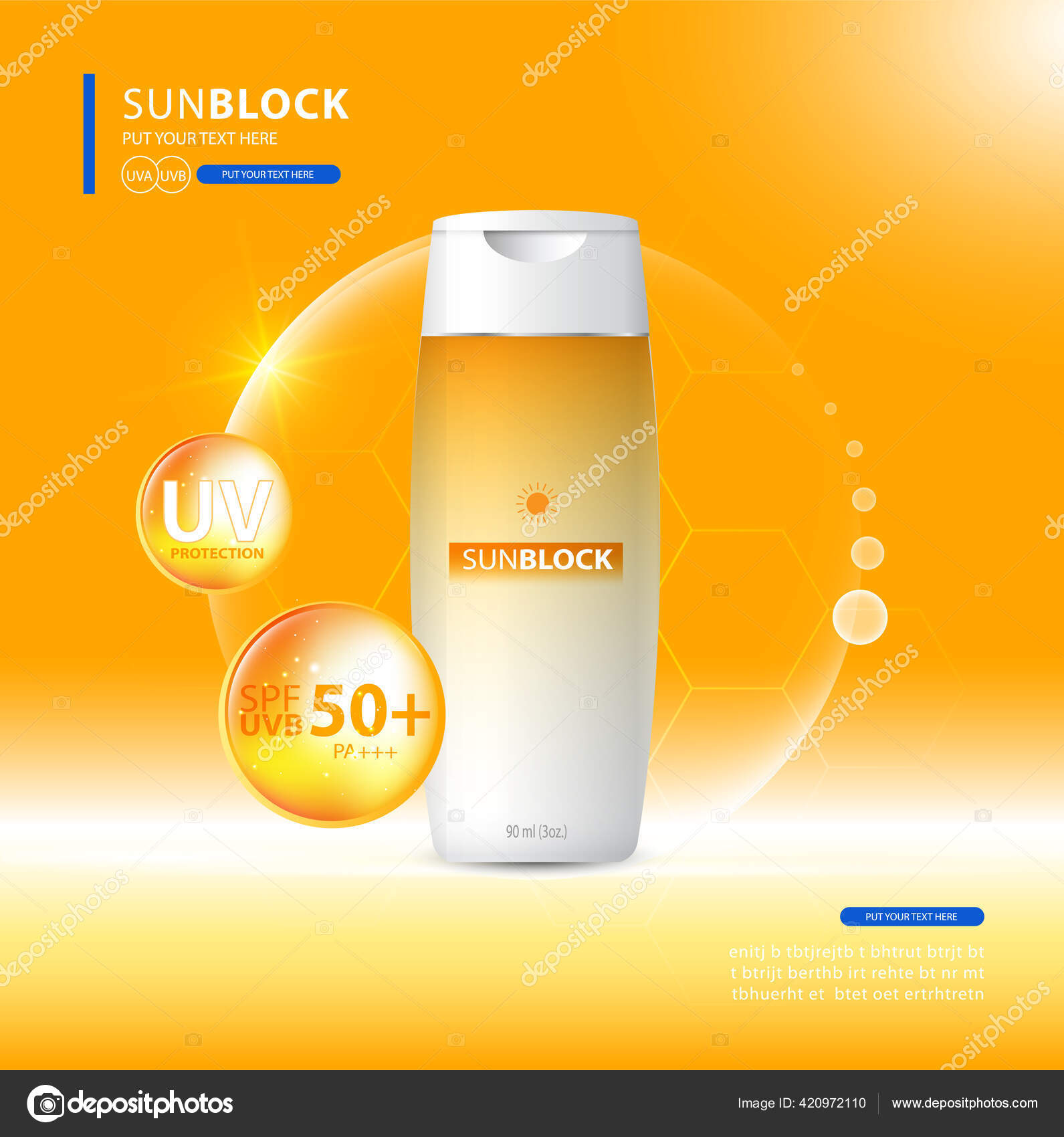 Sunblock Ads Template Sun Protection Cosmetic Products Design ...
