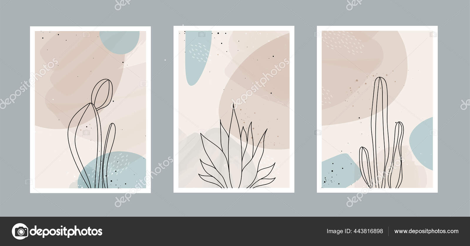 Modern Abstract Line Leaves Lines Arts Background Different Shapes Wall ...