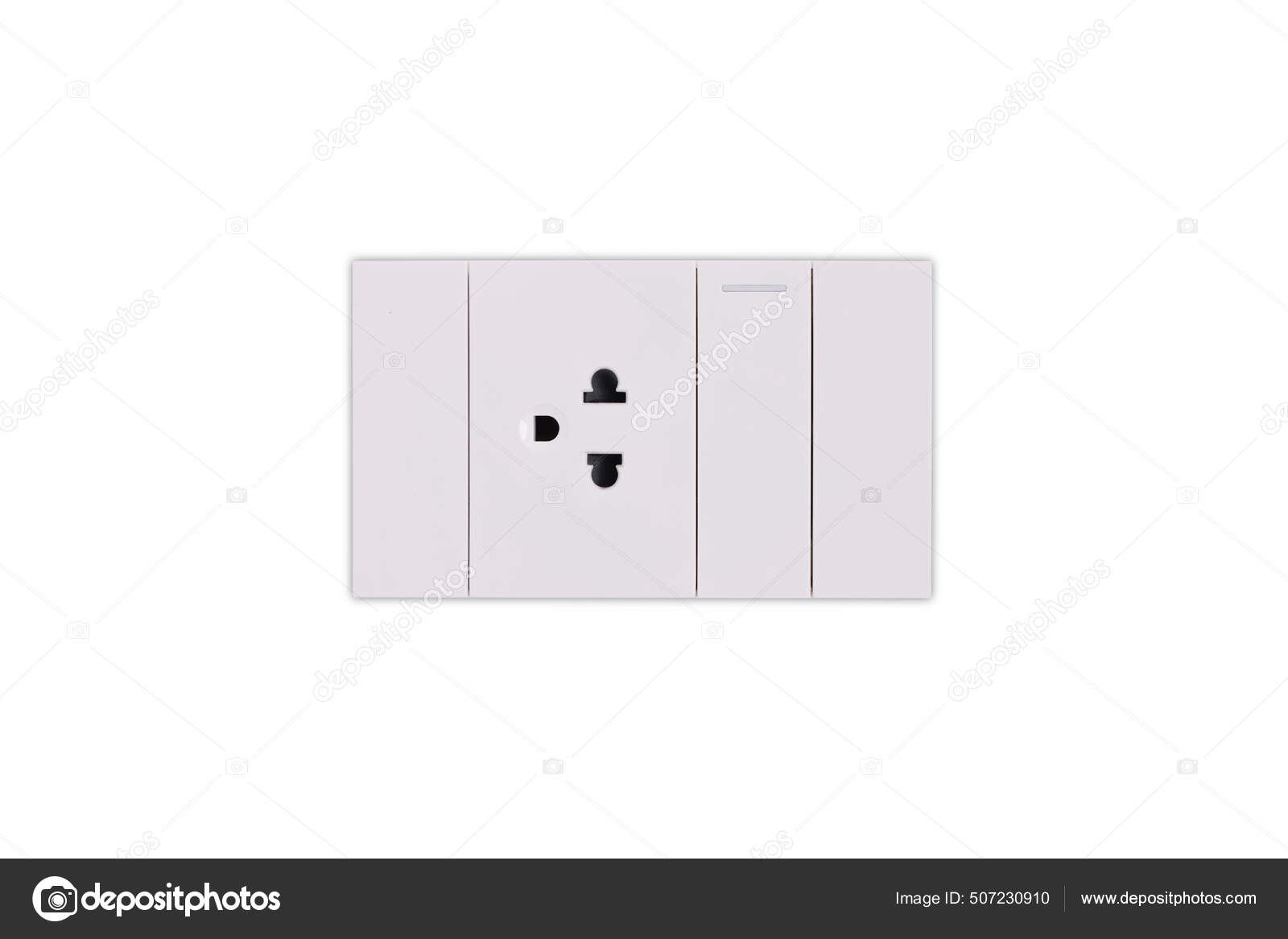 White Power Socket Light Switch Isolated White Background Stock Photo ...