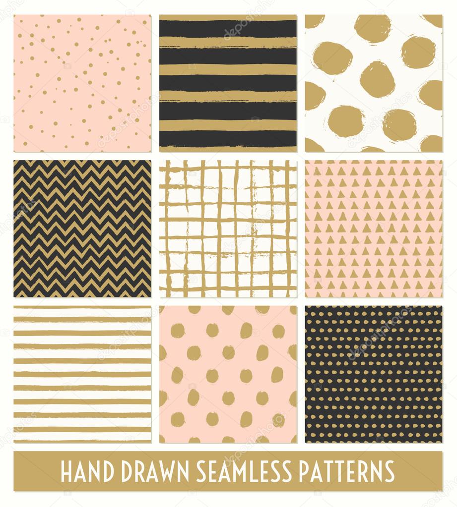 Hand Drawn Seamless Patterns Collection — Stock Vector © ivaleks #93742584
