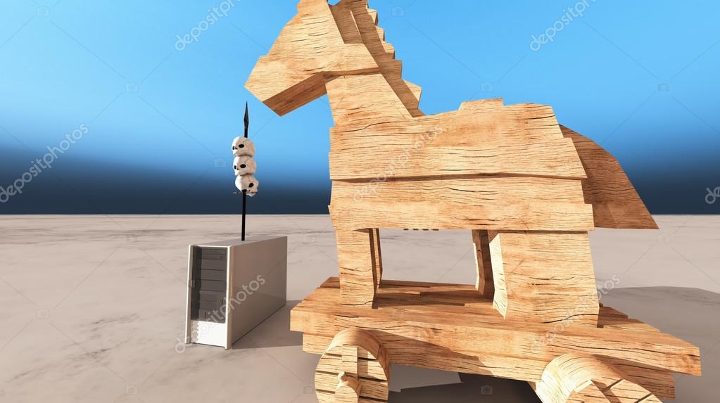 Trojan horse and computer Stock Photo by ©DarioStudios 69974265