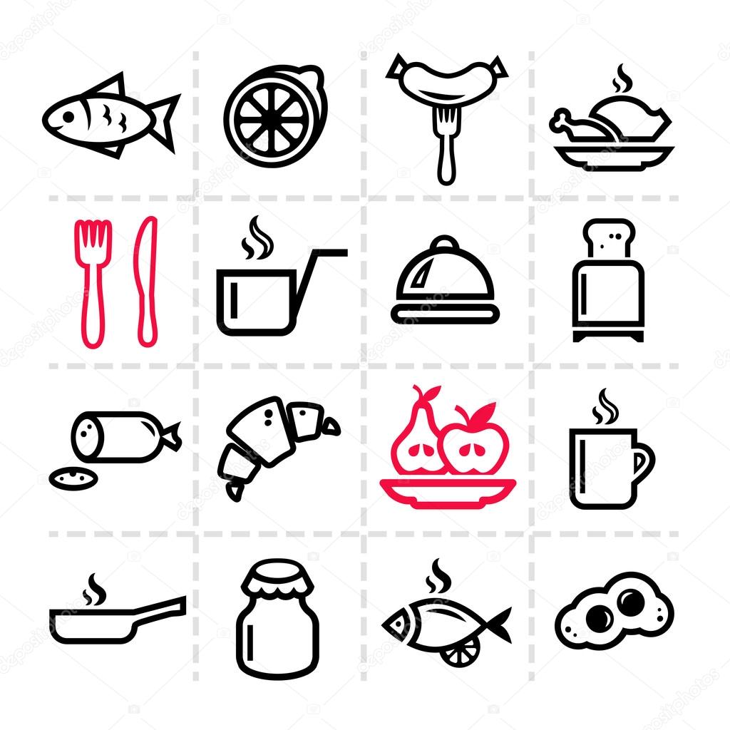 Simple food icons set — Stock Vector © Chistoprudnaya #64732557