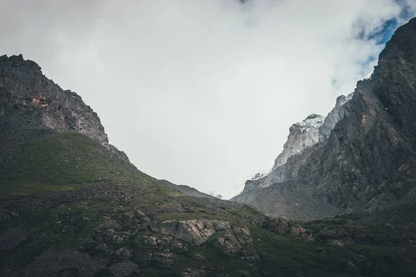 Dark Atmospheric Landscape High Rocky Mountain Top Big Low Clouds ...