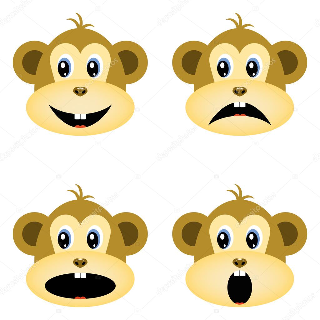 Affen, Smiley, Smileys. Verschiedene Emotionen — Stockvektor © Serg+ ...