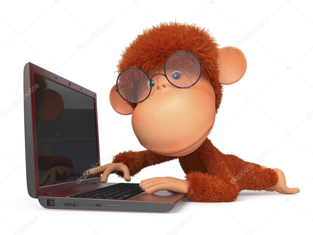 The red monkey with the laptop Stock Illustration by ©karelin621 #66153308