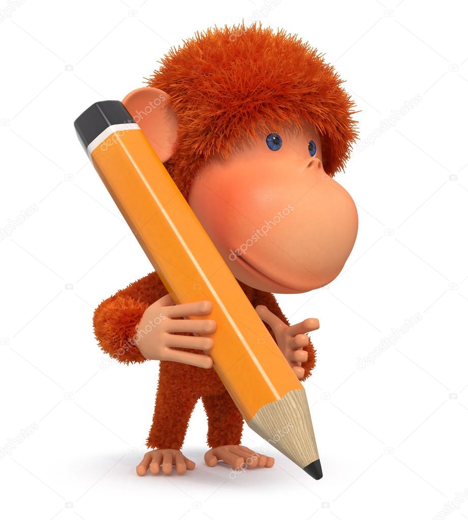 Monkey Holding Pencil