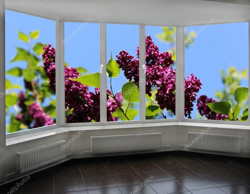 Windows overlook the bush of lilac Stock Photo by ©alexmak72427 102905330