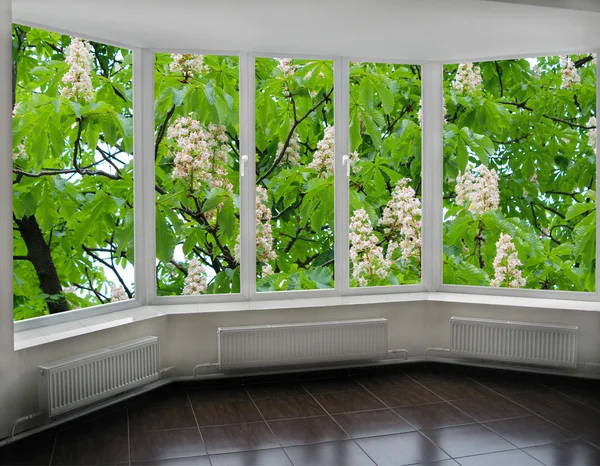 Plastic windows overlooking the garden Stock Photo by ©alexmak72427 ...