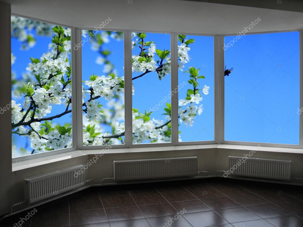 Plastic windows overlooking the garden Stock Photo by ©alexmak72427 ...