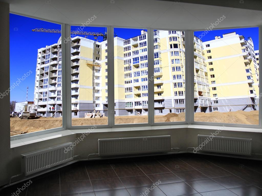 Windows overlooking the multistory modern house — Stock Photo ...