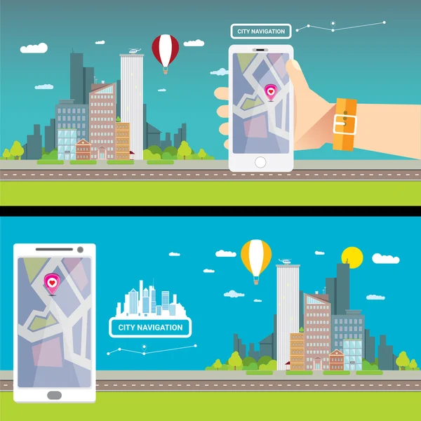 City internet navigation concept web banner. Stock Vector Image by ...