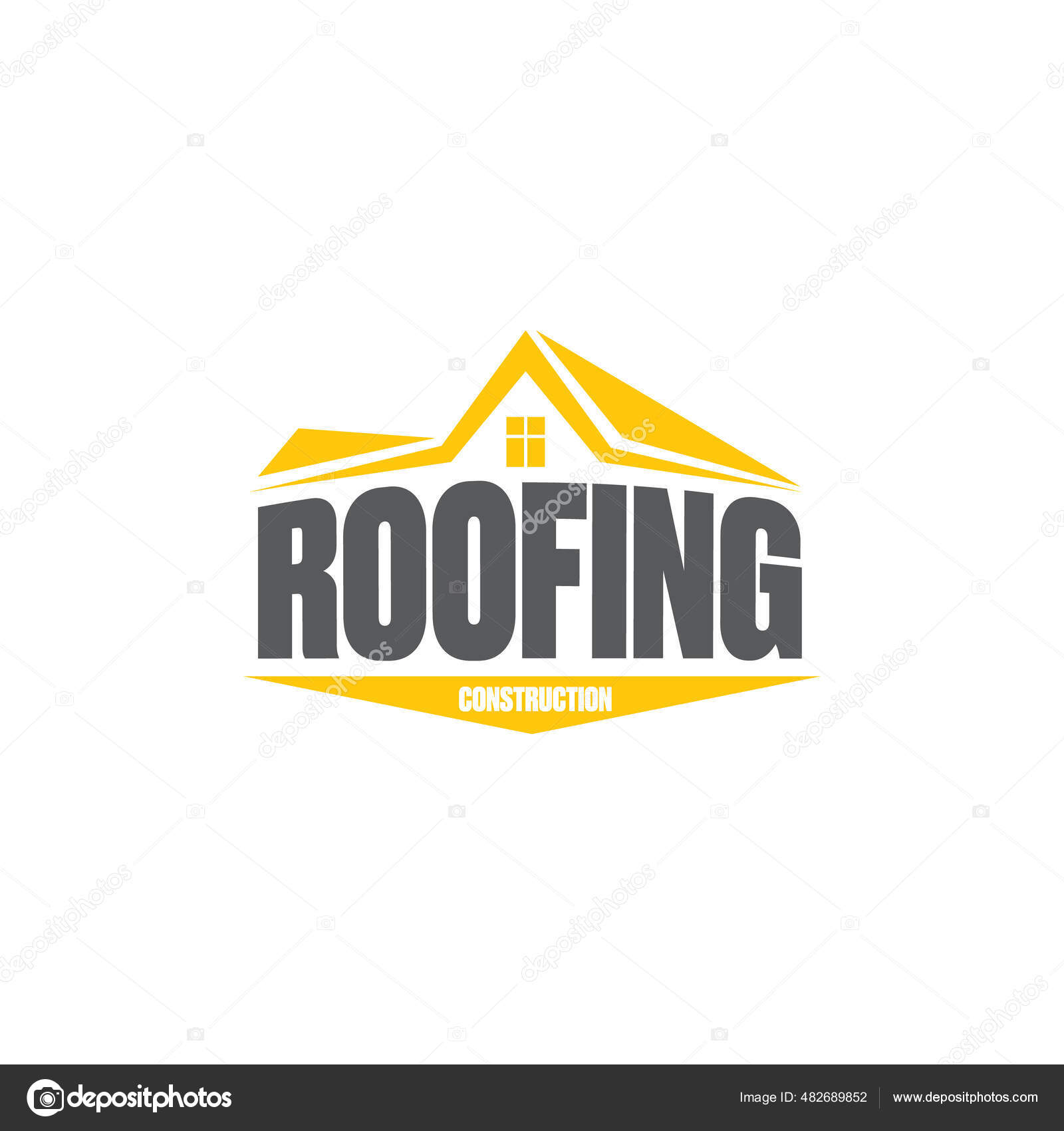 Roofing construction logo design template with roof top and slogan ...