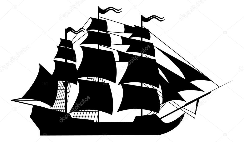 Frigate silhouette illustration — Stock Vector #81061674