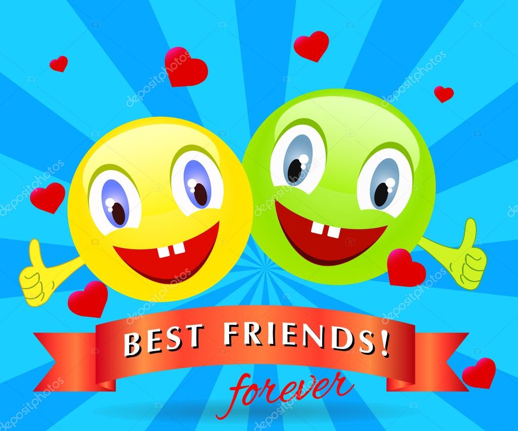 Best friends smiling faces. Vector design. Concept — Stock Vector ...
