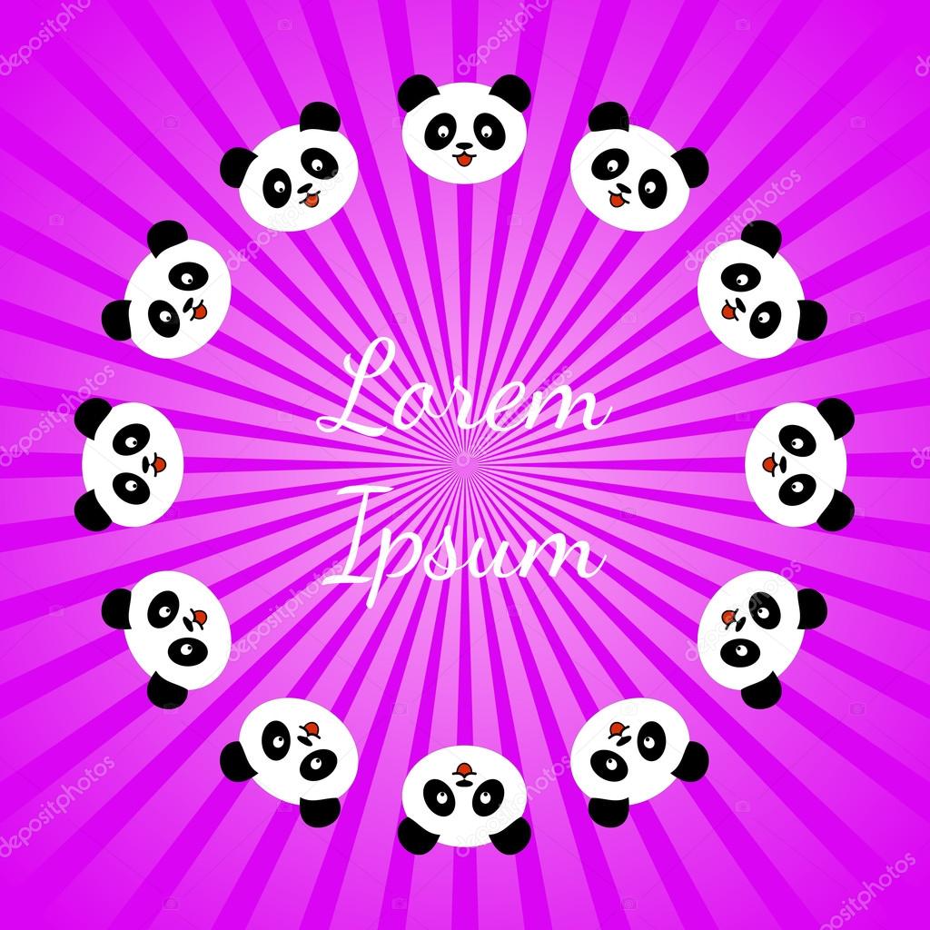 Cute panda, round frame with place for text Stock Vector Image by ...