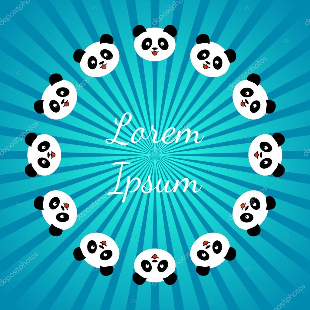 Cute panda, round frame with place for text Stock Vector Image by ...