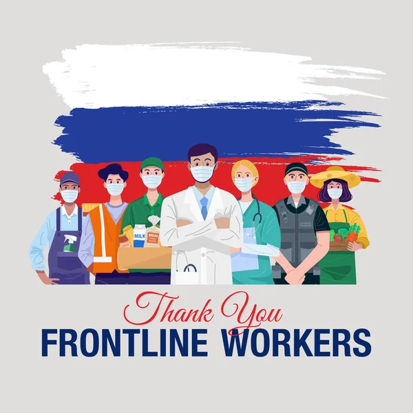 Thank You Frontline Workers Various Occupations People Standing Flag Philippines Stock Vector ...