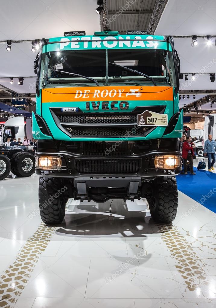 IVECO Dakar race truck at the 65th IAA Commercial Vehicles Fair 2014 in ...