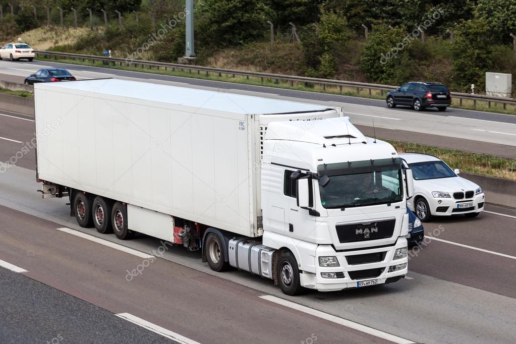 MAN truck with a trailer on German highway – Stock Editorial Photo ...