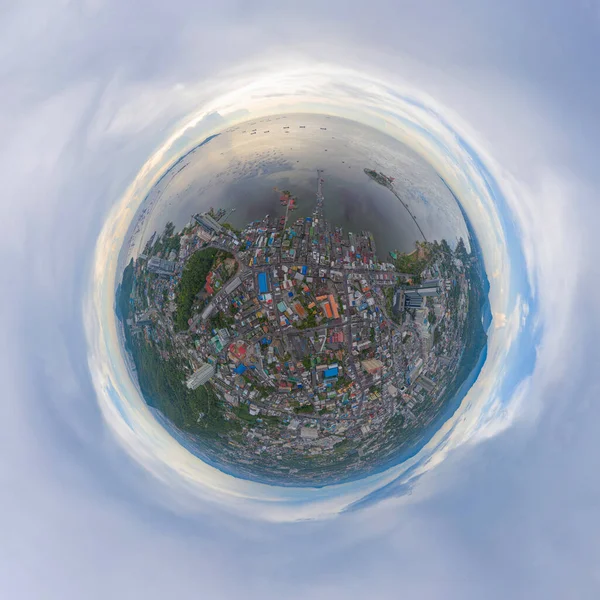 Little planet 360 degree sphere birds eye view. Panoramic view o Stock ...