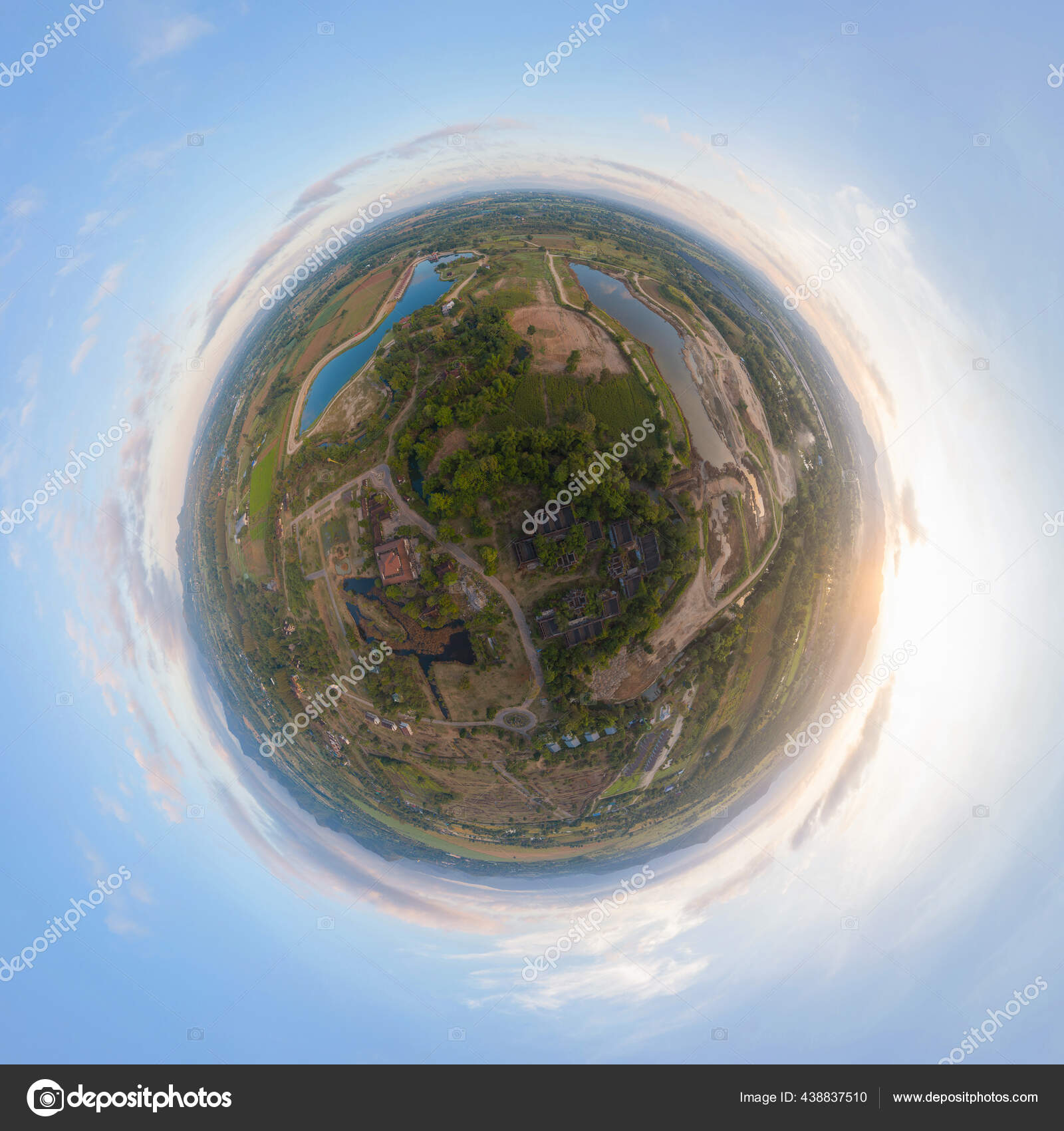 Little Planet 360 Degree Sphere Panorama Aerial View Hotel Resort Stock ...