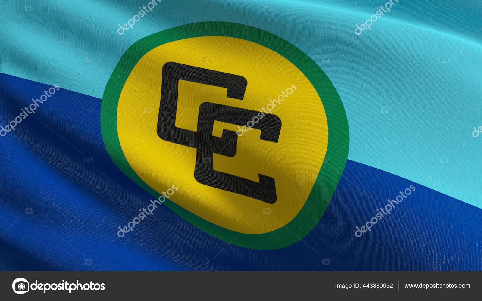 Flag Caricom Caribbean Community Rendering Illustration Waving Sign ...