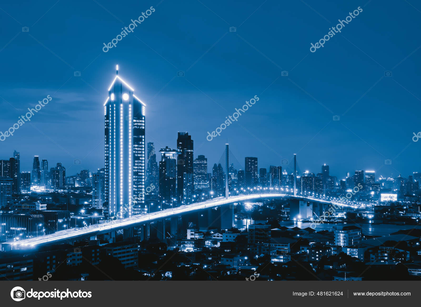 Aerial View Rama Bridge Kasikorn Building Skyscraper High Rise Buildings Stock Photo by ...