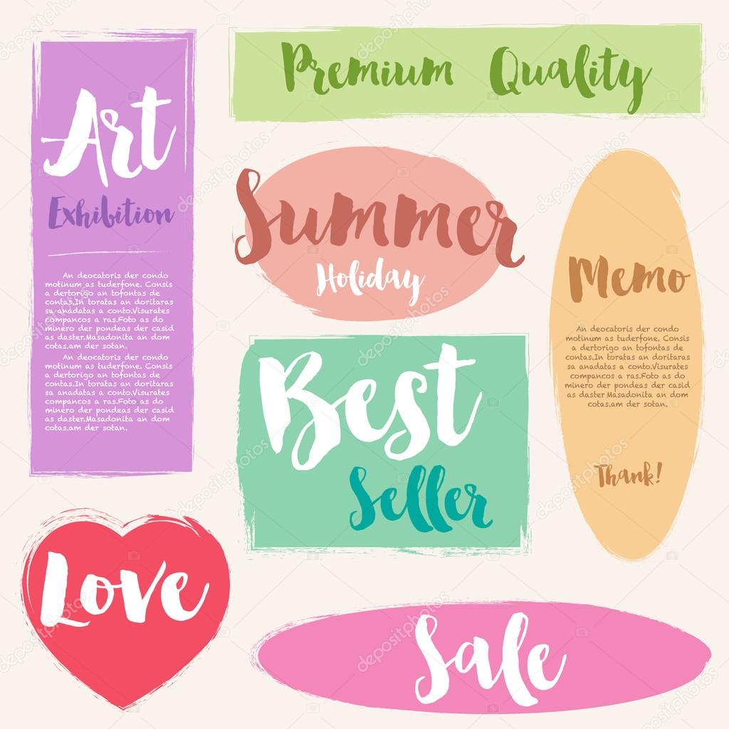 Set of painted brush style labels Stock Vector by ©kanate 109472050
