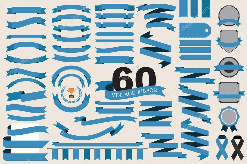 60 retro blue ribbons Stock Vector Image by ©kanate #121033906