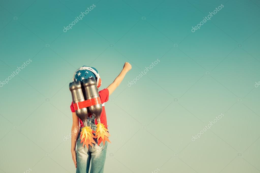 Kid playing with jet pack — Stock Photo © Yaruta #86491174