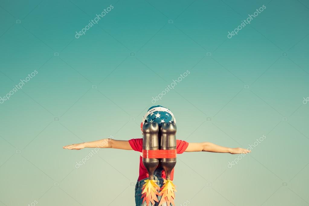 Kid playing with jet pack — Stock Photo © Yaruta #86539496