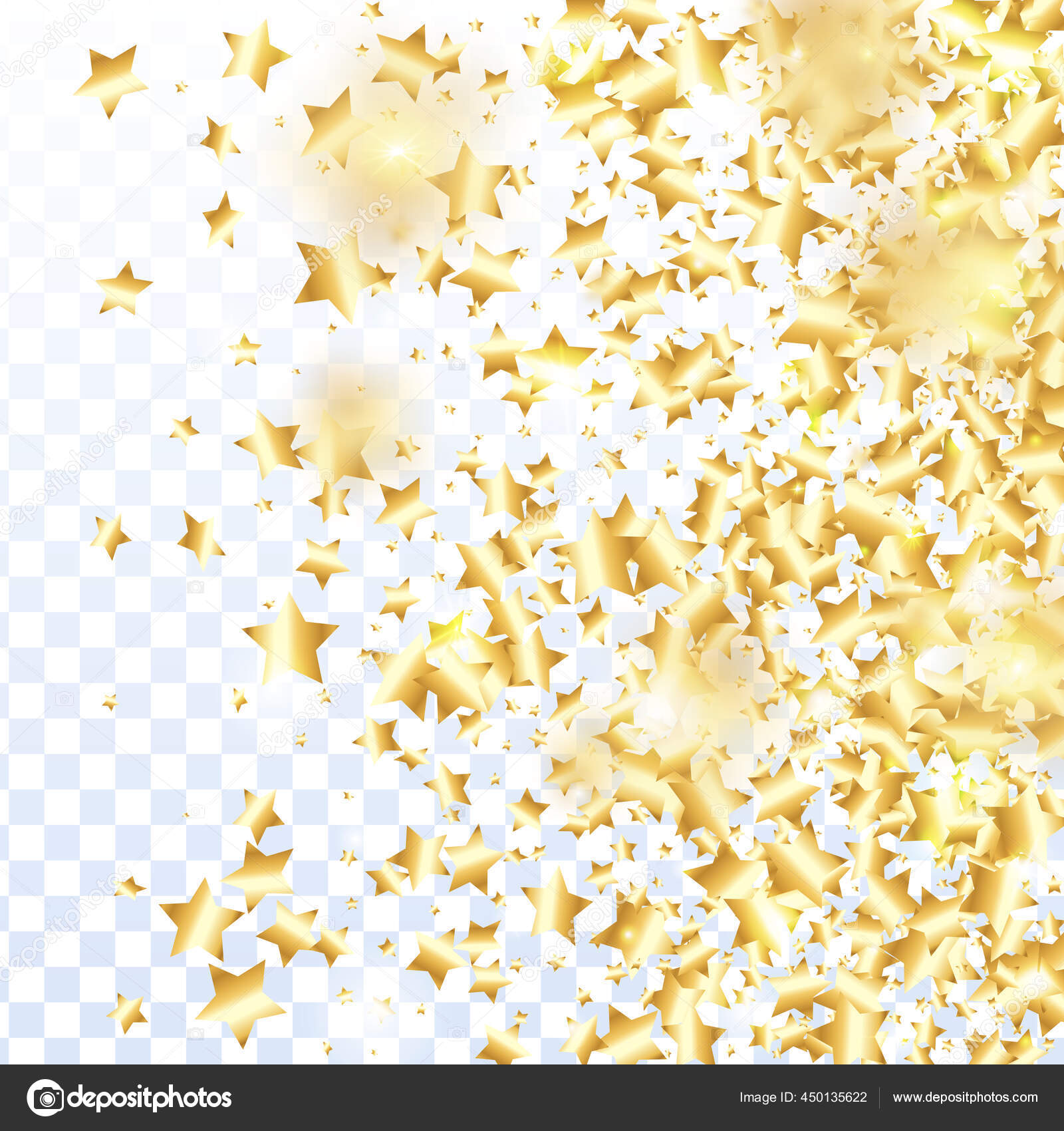 Gold Star Confetti Transparent Background Flying Shiny Sparkle ...