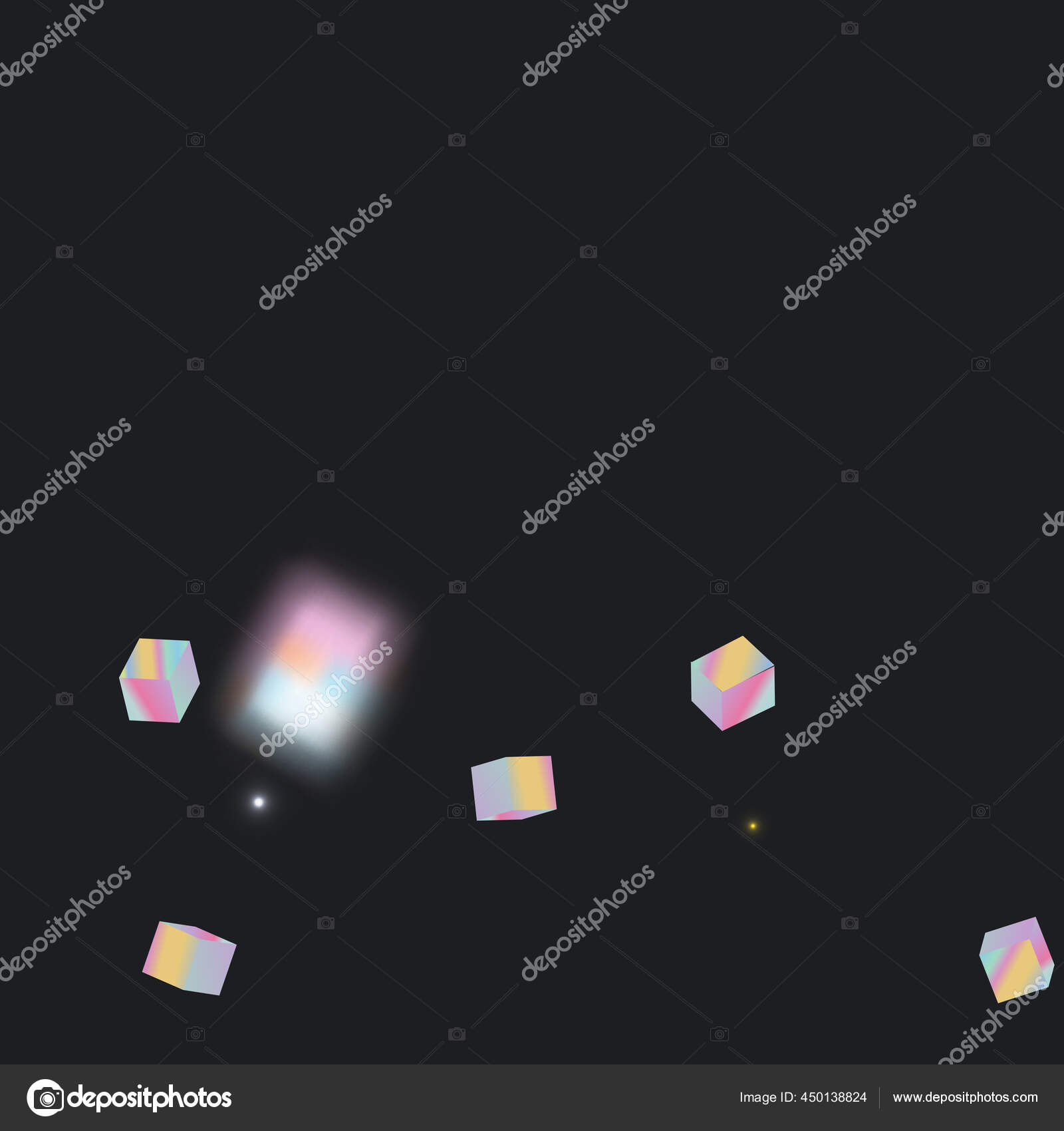 Holographic Rainbow Confetti Black Background Iridescent Magic ...