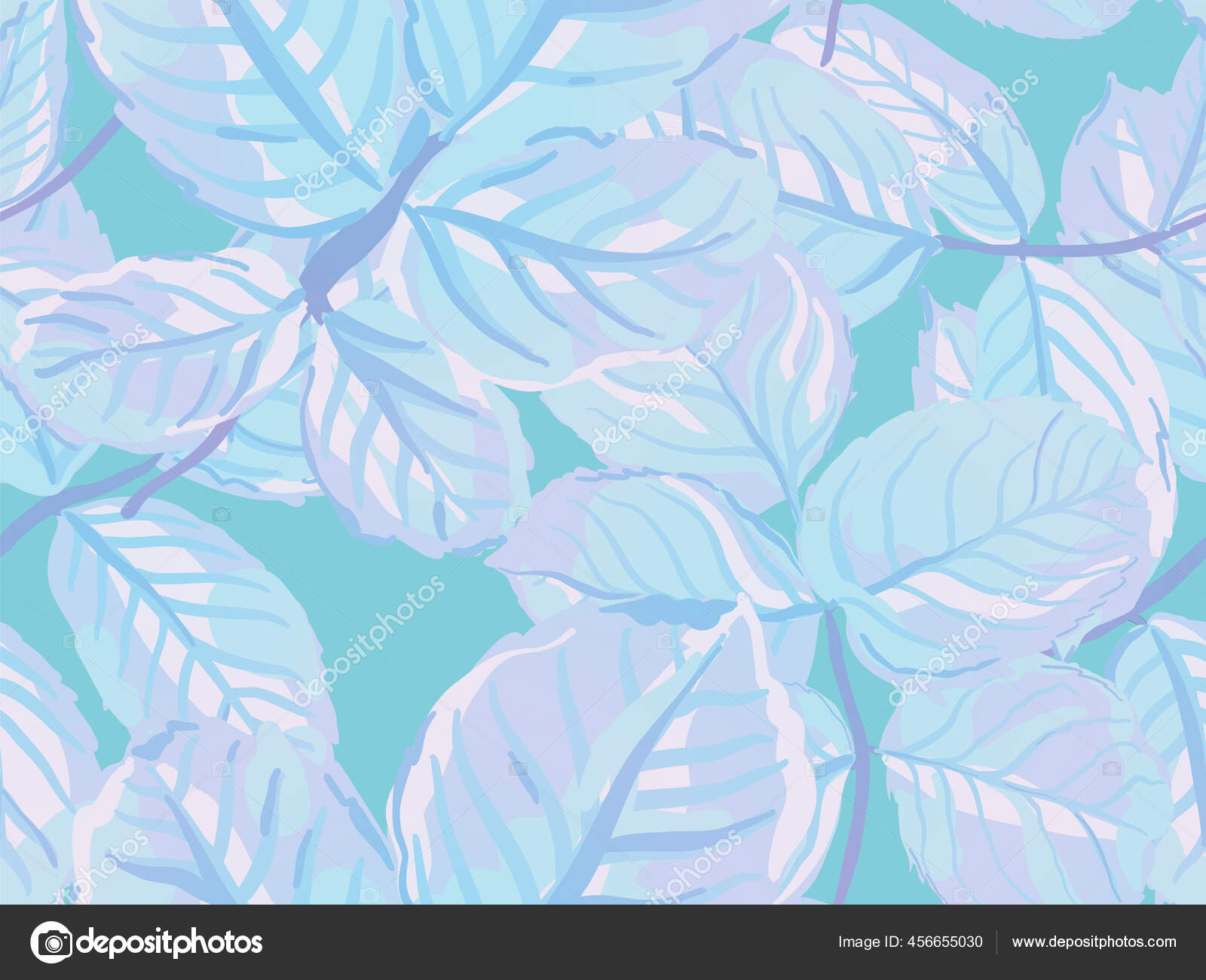 Painted English Rose Leaf Patterns Collection Repeated Spring Peony ...