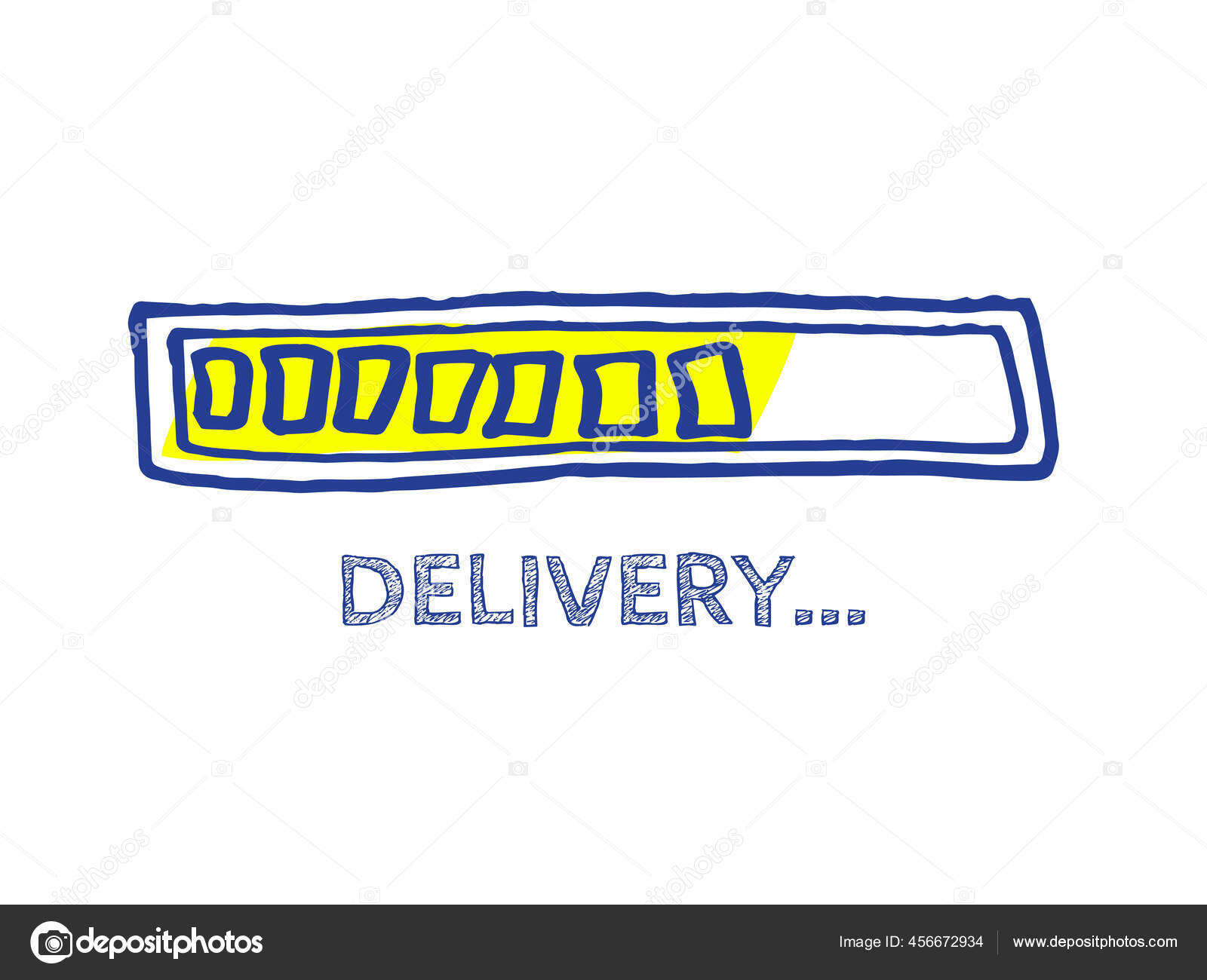 Delivery Progress Bar Status Courier Service Vector Hand Drawn Loader ...