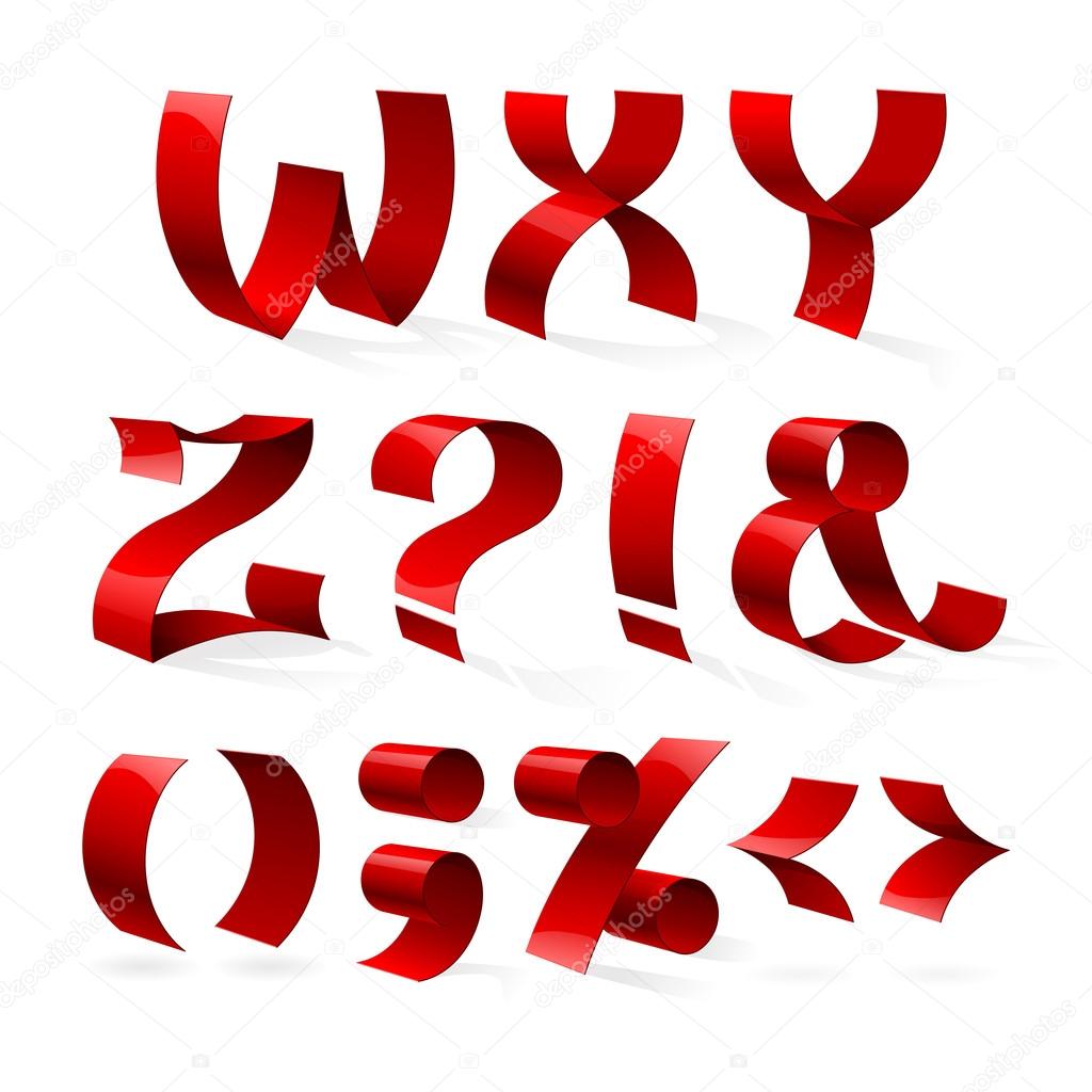 Shiny ribbon font W-Z letters Stock Vector Image by ©Mikado767 #74441305