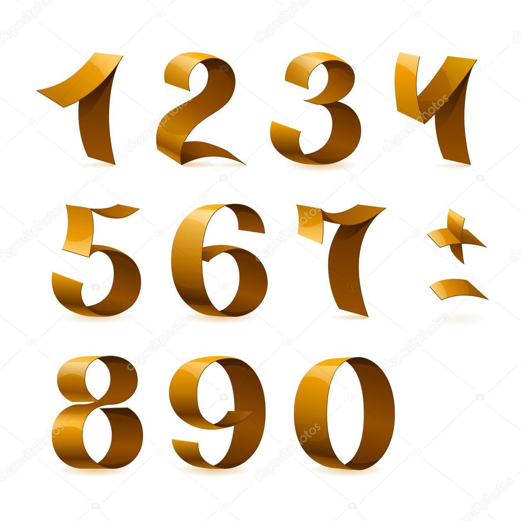 Isolated shiny golden ribbon numbers Stock Vector Image by ©Mikado767 ...