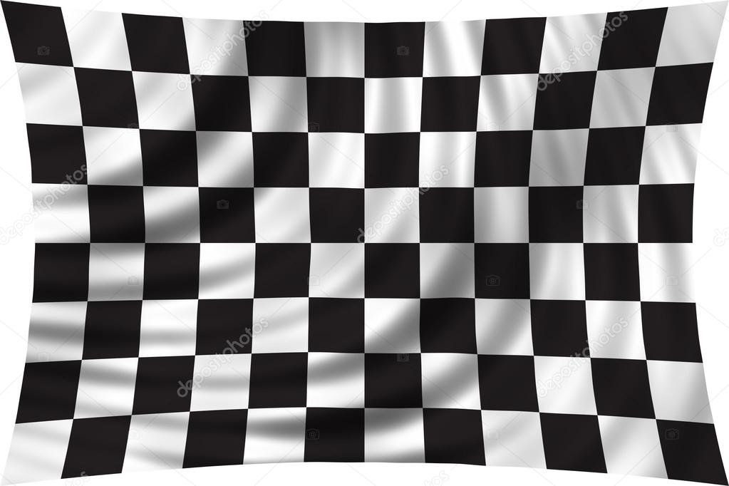 Checkered racing flag waving isolated on white — Stock Photo ...