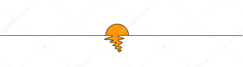 línea continua océano solar en una línea. Salida del sol, puesta del ...