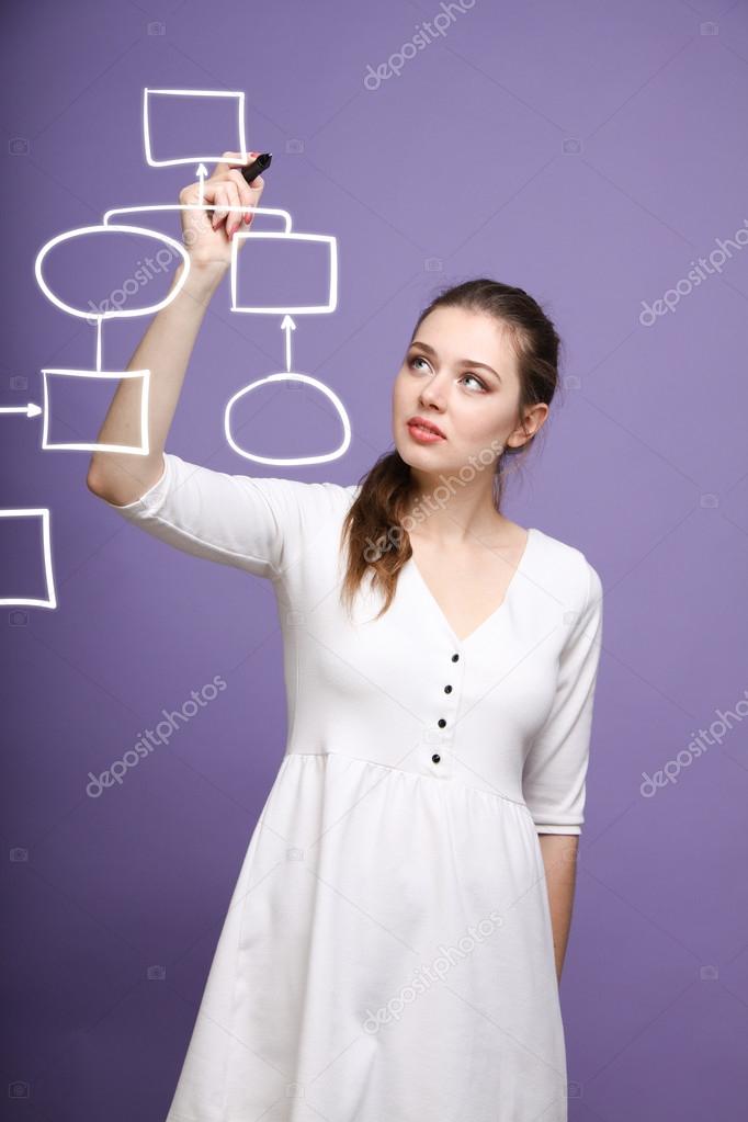 Woman drawing flowchart, business process concept Stock Photo by ©wasja ...