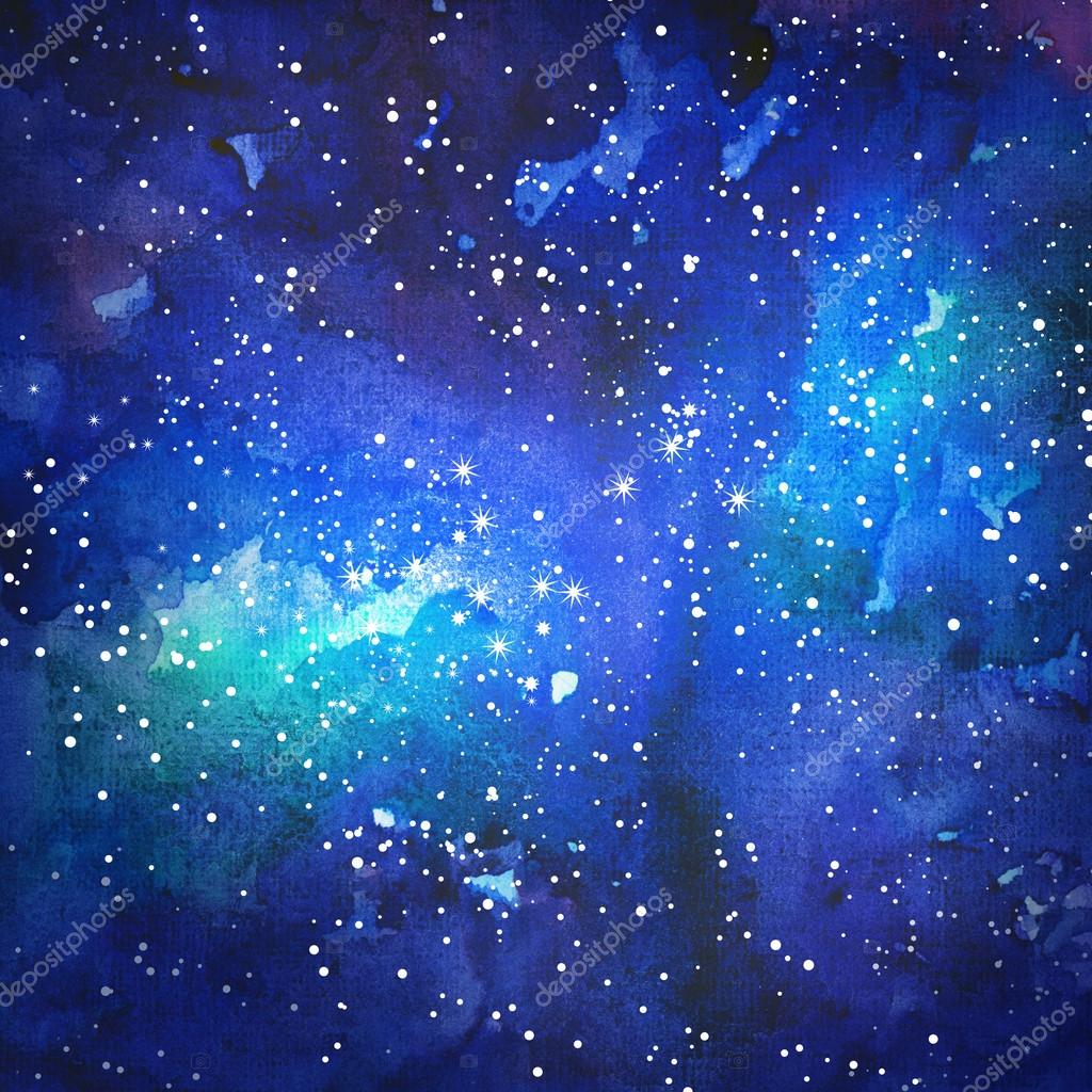 Blue universe space abstract background. watercolor illustration — Free ...