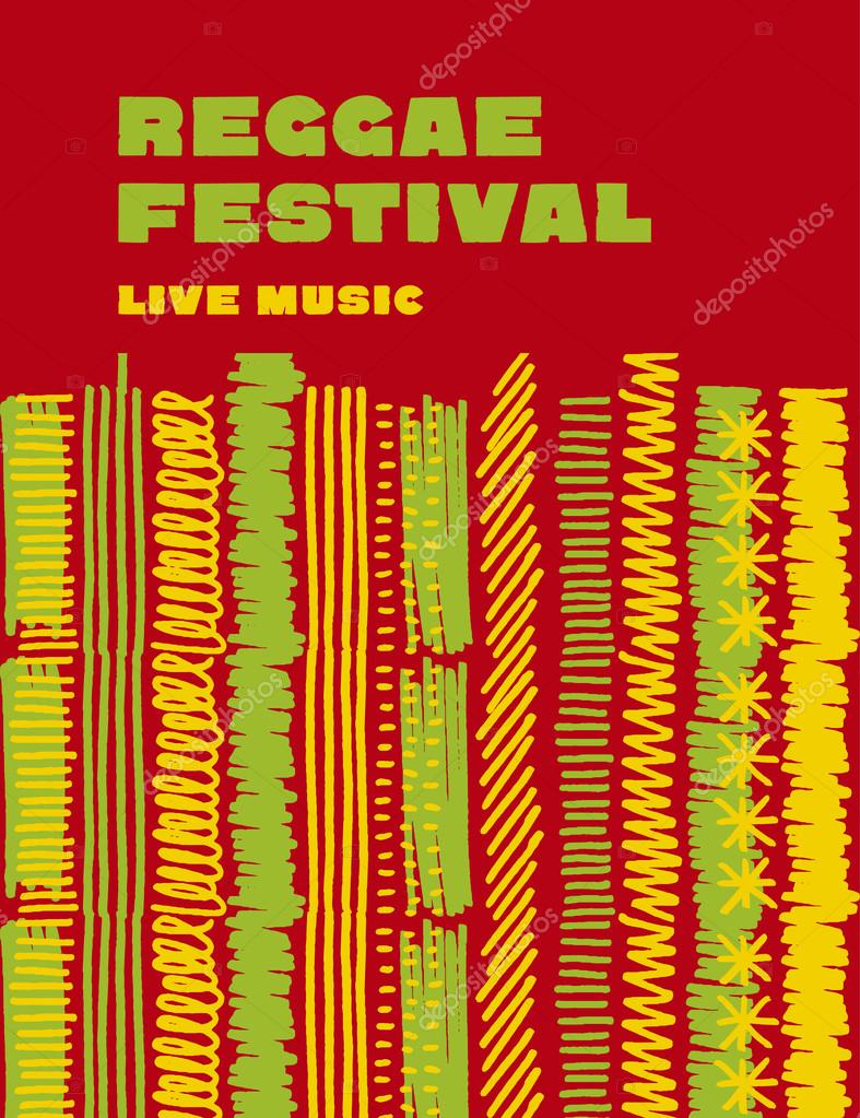 Reggae music classic color background. Jamaica poster vector ill ⬇ ...