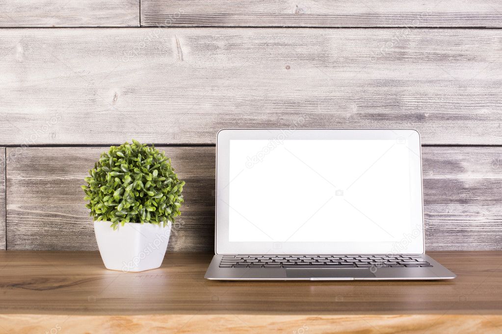 Blank white screen Stock Photo by ©peshkova 106769340