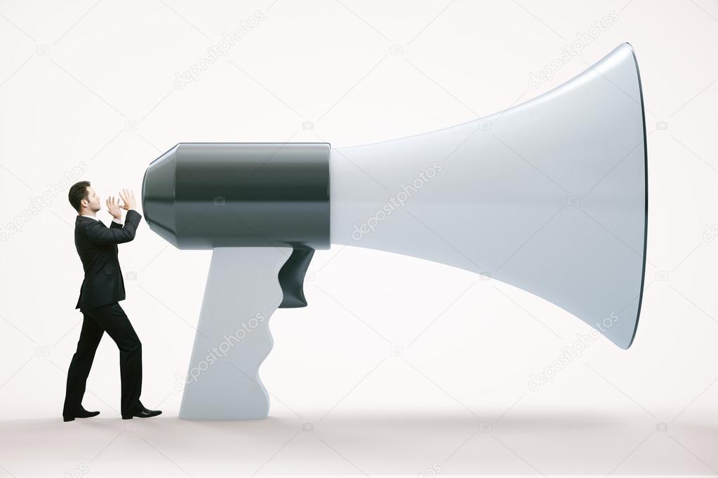 Man screaming into megaphone Stock Photo by ©peshkova 114791562 Man screaming into megaphone Stock Photo by ©peshkova 114791562