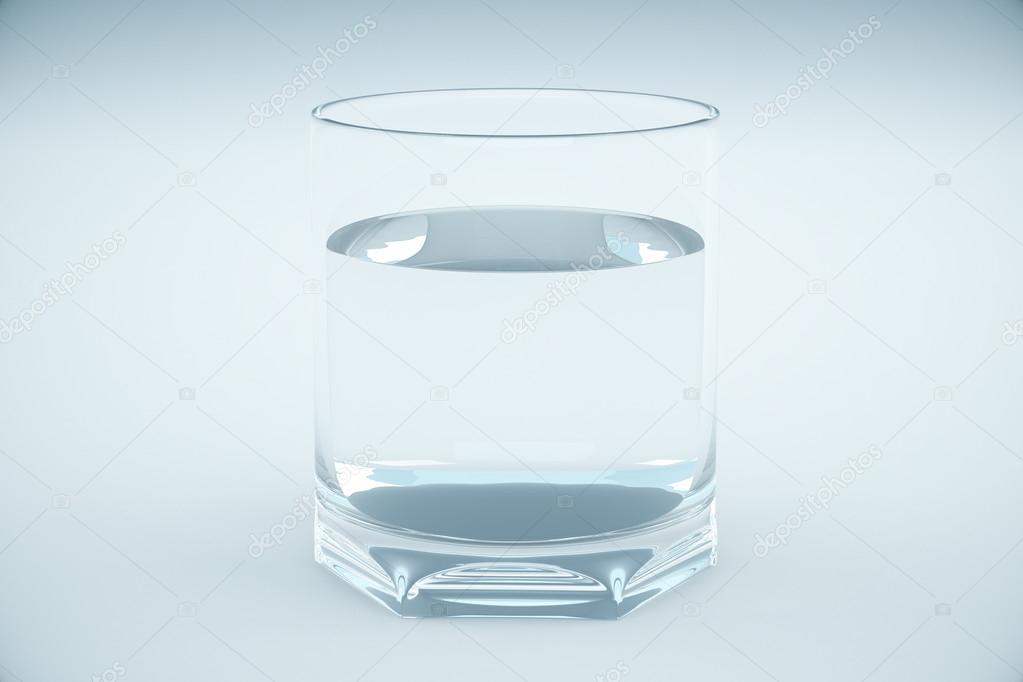 Full water glass on light background. 3D Rendering Stock Photo by ...