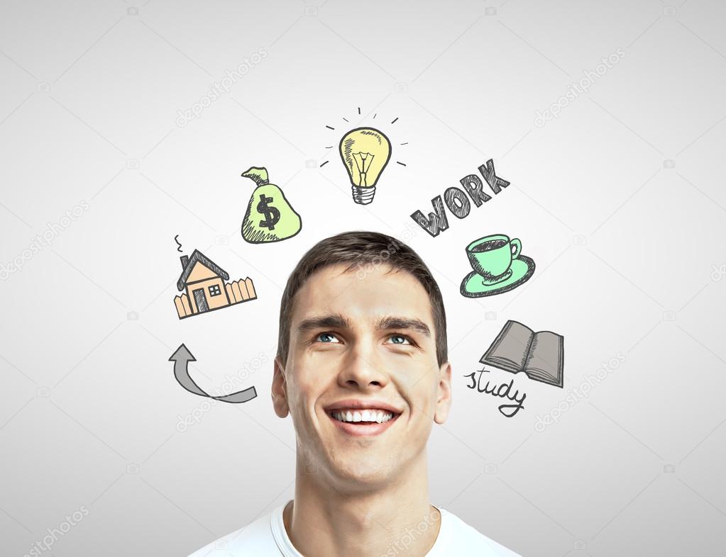 Young man thinking about future — Stock Photo © peshkova #120170110