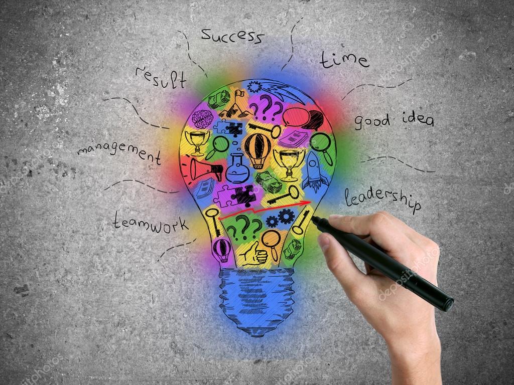 Hand drawing lightbulb sketch — Stock Photo © peshkova #120891106