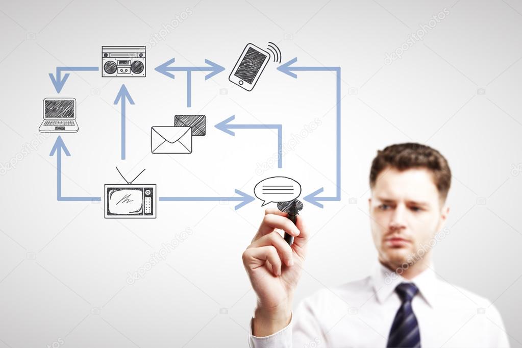 Man drawing technology network Stock Photo by ©peshkova 122429284