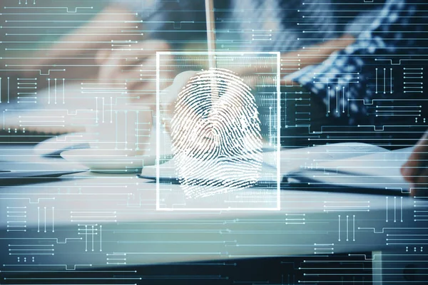Fingerprint scan provides safe access with biometrics identification, concept of the future of ...