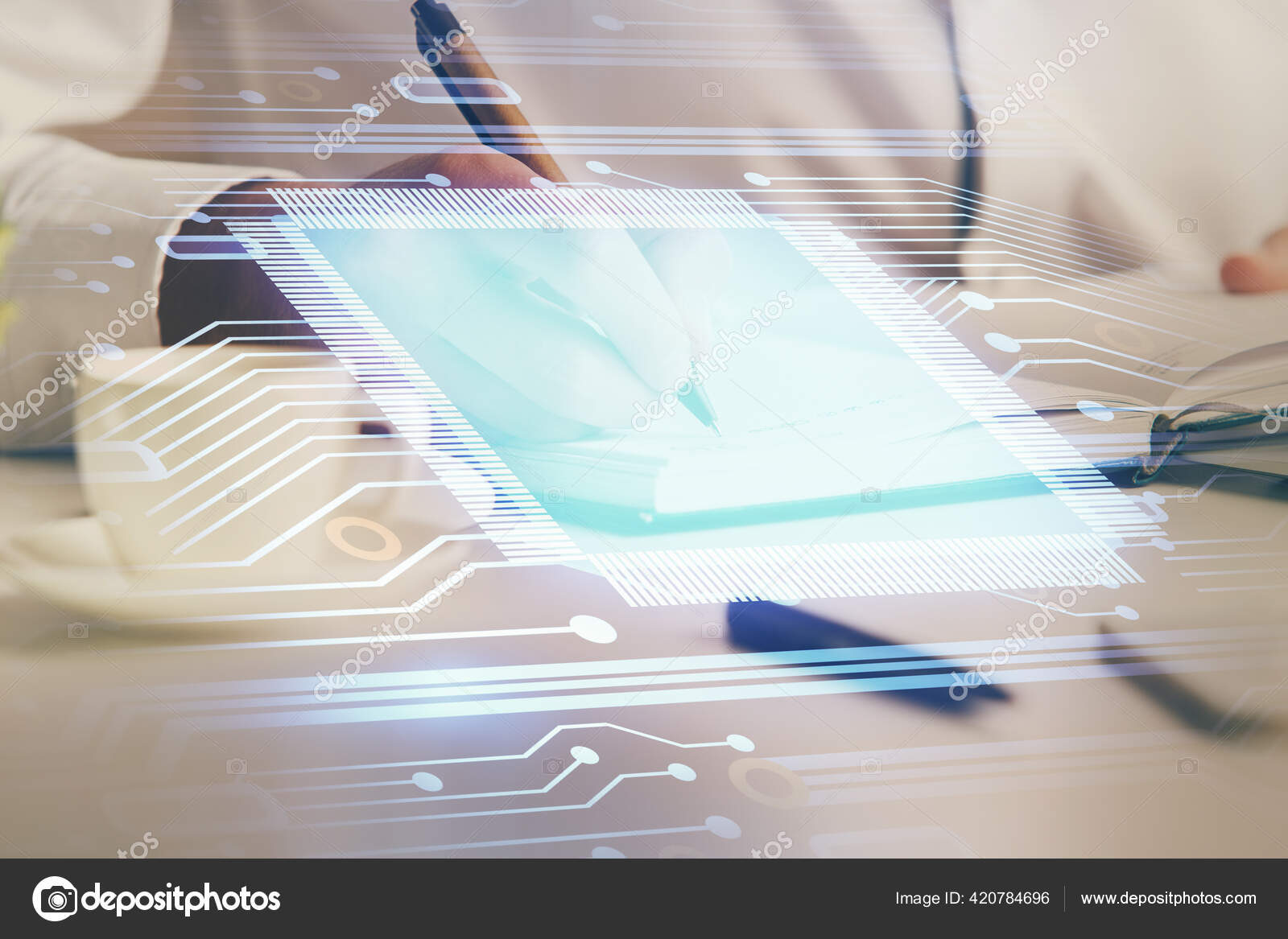 Human's Hands Data Theme Multi Exposure Background Drawings Concept ...